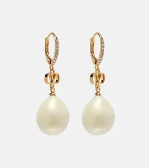 Valentino Garavani Vlogo Faux Pearl Drop Earrings - Gold