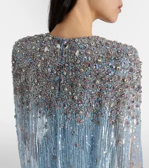 Jenny Packham Symphony Embellished Caped Gown