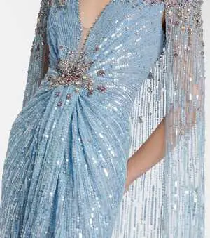 Jenny Packham Symphony Embellished Caped Gown