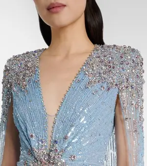 Jenny Packham Symphony Embellished Caped Gown