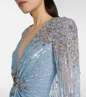Jenny Packham Symphony Embellished Caped Gown