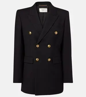 Saint Laurent Wool Gabardine Double-breasted Blazer - Black