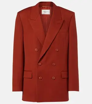Saint Laurent Wool Gabardine Double-breasted Blazer - Brown