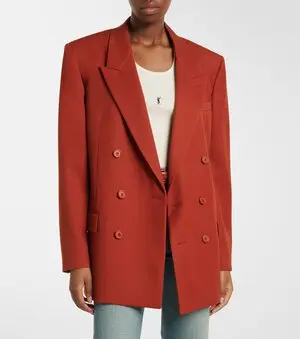 Saint Laurent Wool Gabardine Double-breasted Blazer - Brown