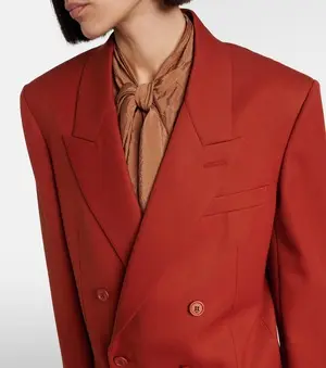 Saint Laurent Wool Gabardine Double-breasted Blazer - Brown