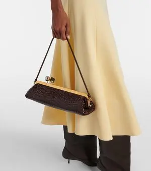 Jacquemus Salon Croc-effect Leather Clutch - Brown