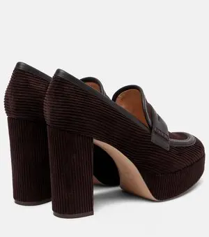 GIANVITO ROSSI Leather-trimmed Corduroy Loafer Pumps