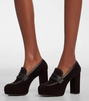 GIANVITO ROSSI Leather-trimmed Corduroy Loafer Pumps