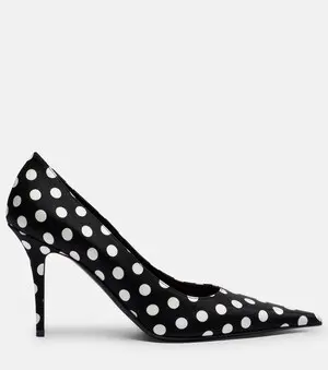 Amina Muaddi Barbara 90 Polka-dot Satin Pumps