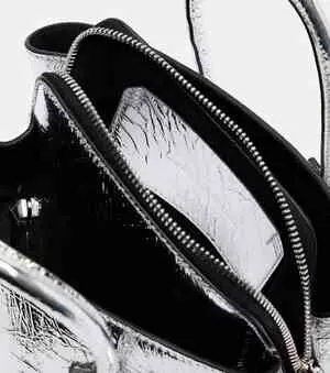 Attico La Passeggiata Mini Leather Top-handle Bag - Silver