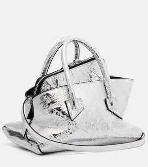 Attico La Passeggiata Mini Leather Top-handle Bag - Silver