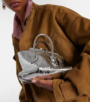 Attico La Passeggiata Mini Leather Top-handle Bag - Silver