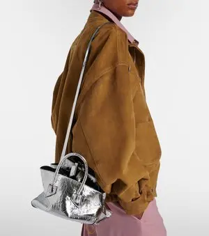 Attico La Passeggiata Mini Leather Top-handle Bag - Silver