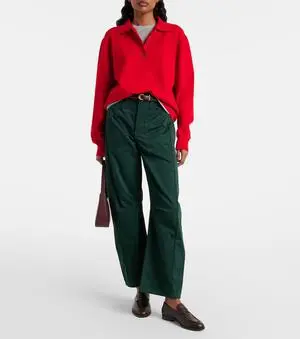 Veronica Beard Cotton Twill Barrel-leg Pants - Green