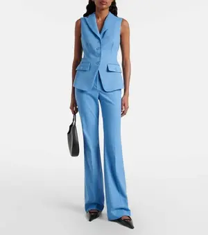 Veronica Beard Melvin Twill Flared Trousers - Blue