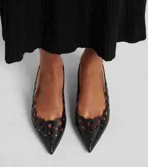 GIANVITO ROSSI Cutout Leather Slingback Flats