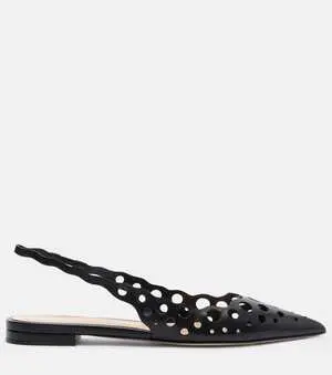 GIANVITO ROSSI Cutout Leather Slingback Flats