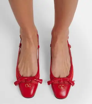 Valentino Garavani Valet Du Roi Slingback Flats - Red