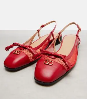 Valentino Garavani Valet Du Roi Slingback Flats - Red
