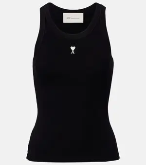 AMI Paris Cotton Jersey Tank Top - Black
