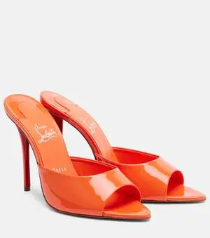 CHRISTIAN LOUBOUTIN Miss Z Patent Leather Mules - Orange
