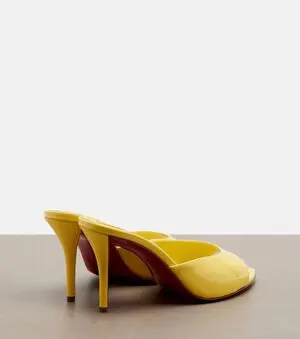 CHRISTIAN LOUBOUTIN Miss Z Patent Leather Mules - Yellow