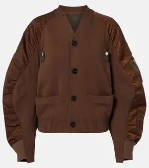 Sacai Cotton-blend And Twill Cardigan