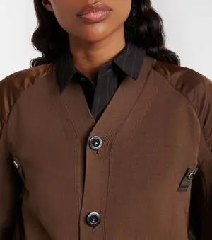 Sacai Cotton-blend And Twill Cardigan
