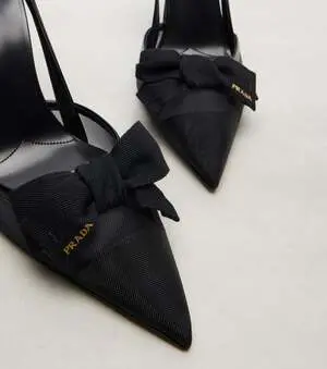 Prada Leather-trimmed Mesh Slingback Pumps