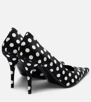 Amina Muaddi Barbara 90 Polka-dot Satin Pumps