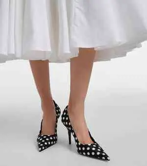 Amina Muaddi Barbara 90 Polka-dot Satin Pumps