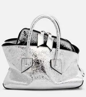 Attico La Passeggiata Mini Leather Top-handle Bag - Silver