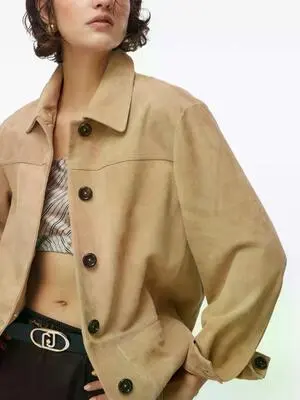 Liu Jo Suede Jacket With Pockets - Neutrals