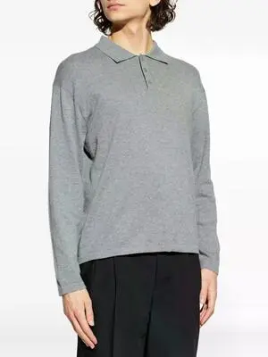 LISA YANG Button Long-sleeve Polo Shirt - Grey