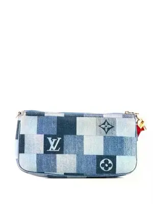 LOUIS VUITTON Multi Pochette Accessoires Damier And Monogram Patchwork Denim Crossbody Bag - Blue