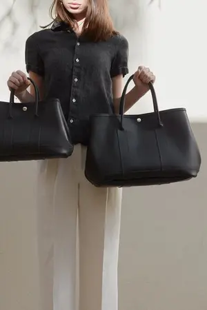 EZRA ARTHUR Audrey American Steer Leather Tote Bag - Black