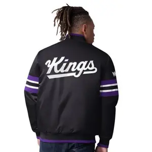 STARTER Sacramento Kings Scout Varsity Satin Full-snap Jacket By - Black