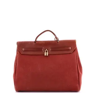 Hermès Herbag Toile And Leather Mm - Brown