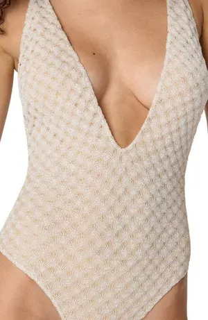 Missoni Lamé Viscose One-piece Swimsuit - White