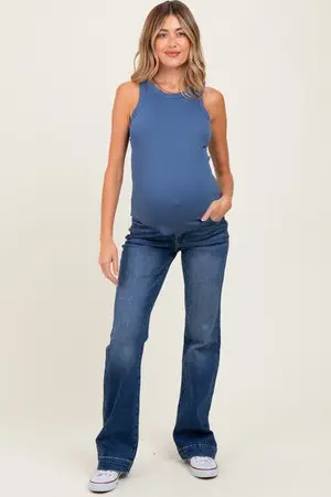 PINKBLUSH Wide Hem Bootcut Maternity Jeans