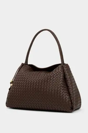 KATIE LOXTON Nova Hand Woven Large Shoulder Bag - Chocolate