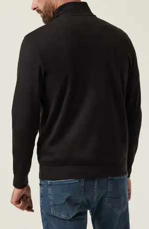 34 Heritage Pima Cotton Mock Neck Zip Jacket - Black
