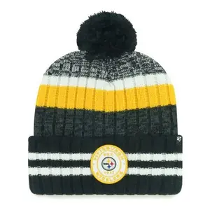 '47 Pittsburgh Steelers Quiver Cuffed Knit Hat With Pom - Black