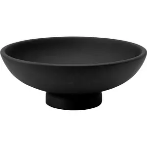 STORIED HOME Mango Wood Footed Bowl - Black