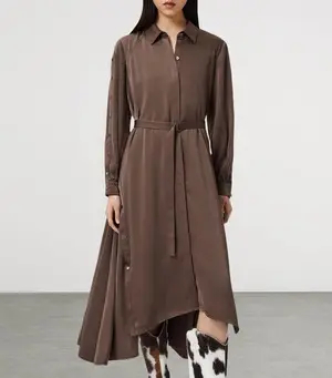 ALLSAINTS Satin Lexi Midi Shirt Dress