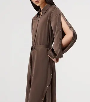 ALLSAINTS Satin Lexi Midi Shirt Dress