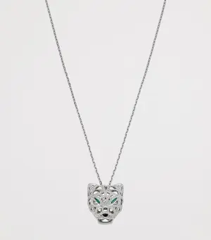Cartier Panthère De Necklace In White Gold With Diamonds, Emeralds, And Onyx