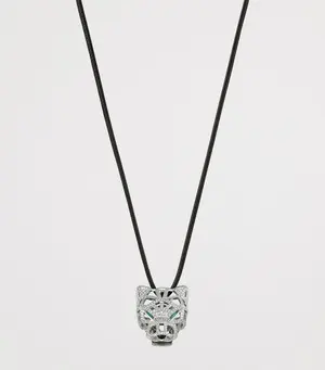 Cartier Panthère De Necklace In White Gold With Diamonds, Emeralds, And Onyx
