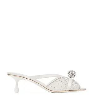 JIMMY CHOO Siva 50 Embellished Heeled Mules - Ivory