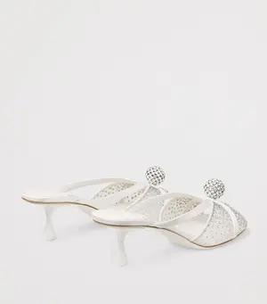 JIMMY CHOO Siva 50 Embellished Heeled Mules - Ivory